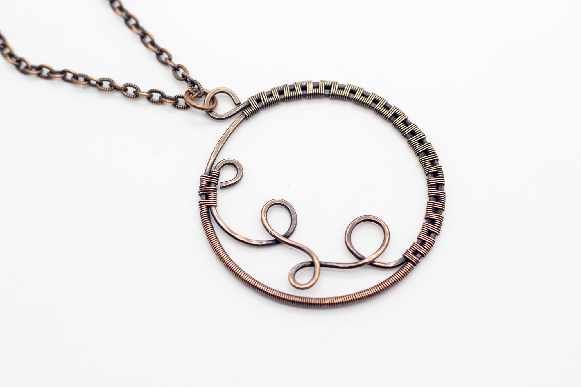 Circular Copper Wire Wrapped Pendant – Nymph Glass Jewelry