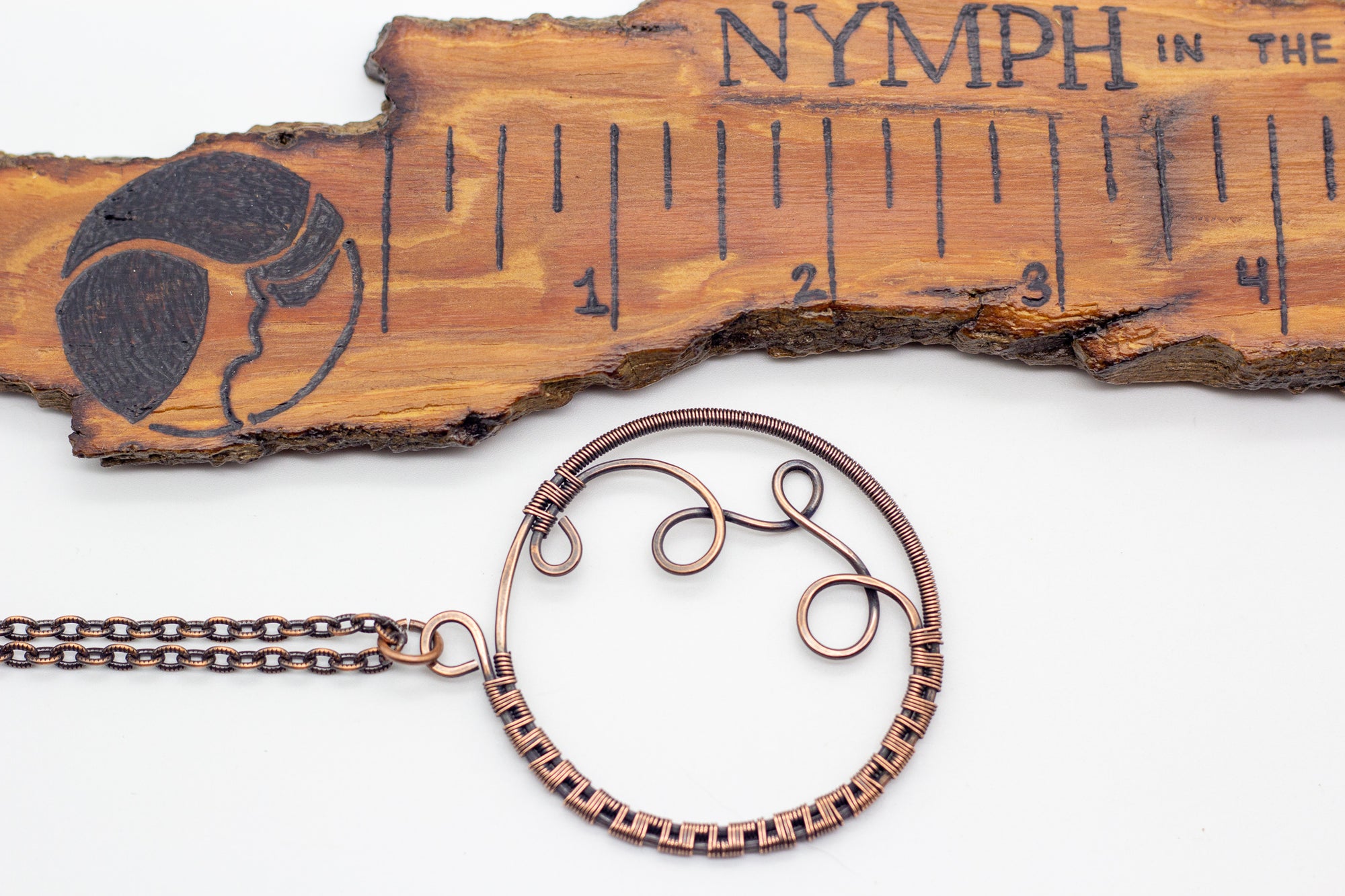 Circular Copper Wire Wrapped Pendant – Nymph Glass Jewelry
